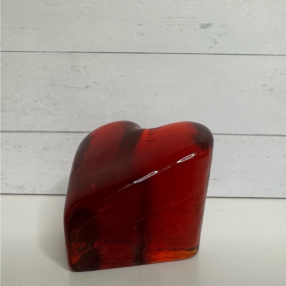 Vintage | Accents | Fire And Light Recycled Glass Red Heart Paperweight ...